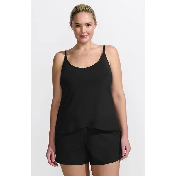LANDS' END Tulip Romper Swimsuit With V-neck And Adjustable Straps - Black