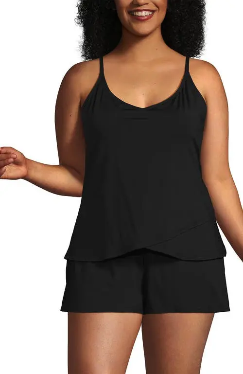 LANDS' END Tulip Romper Swimsuit With V-neck And Adjustable Straps