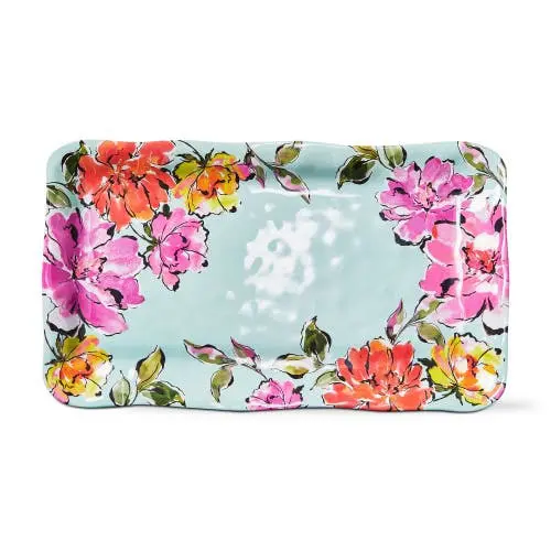 TAG In Bloom Melamine Rect Platter Multi Melamine Spring - Blue