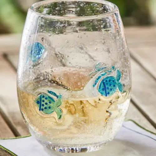 TAG Fish Bubble Glass Stemless Wine Glass Everyday Drinkware
