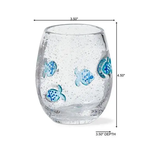 TAG Fish Bubble Glass Stemless Wine Glass Everyday Drinkware