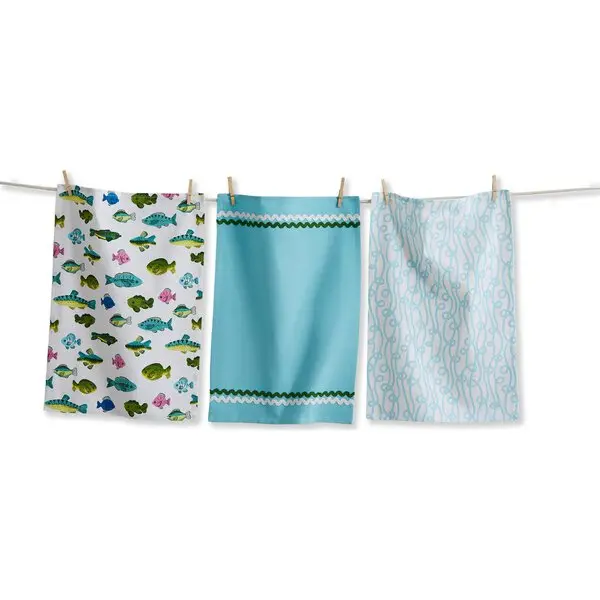 TAG Make A Splash Dishtowel S/3 Multi Cotton Summer - Blue