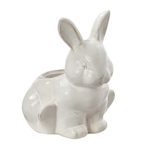TAG Sitting Bunny Planter Stoneware Spring - White