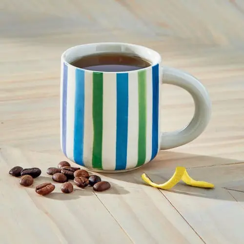 TAG Watercolor Stripe Espresso Cup Multi Stoneware Everyday