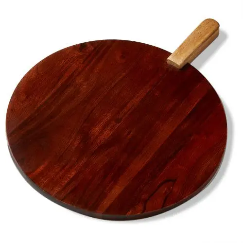 TAG Verge Round Board Natural Mango Wood Everyday Serving Tray - Black