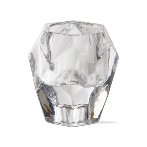 TAG Geo Glass Reversible Tealight Taper Candle Holder - Clear