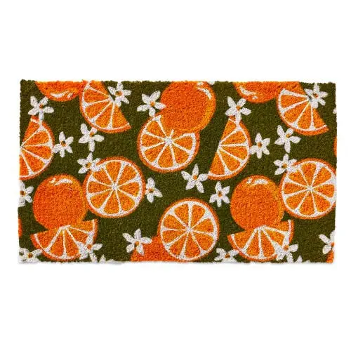 TAG Oranges Coir Mat Rectangle Indoor Outdoor Welcome Mat - Multicolored