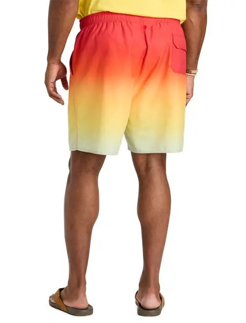HARBOR BAY BY DXL Ombré Printed Swim Trunks