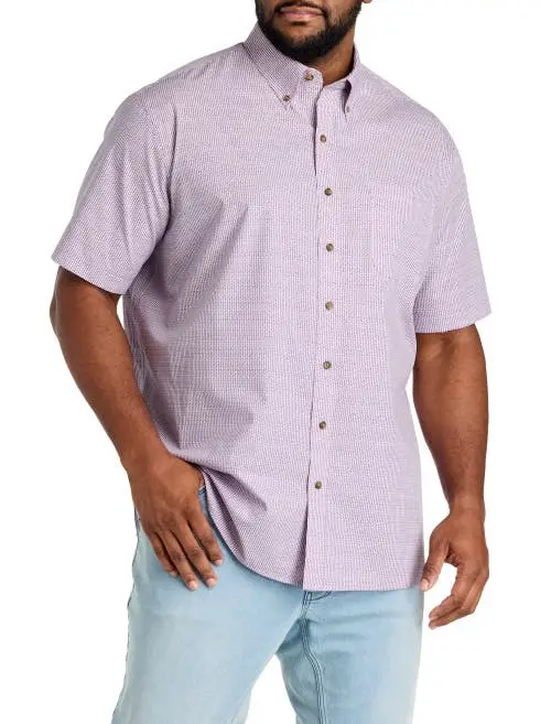 HARBOR BAY BY DXL Big & Tall Easy-care Geometric Print Sport Shirt V2 - Purple