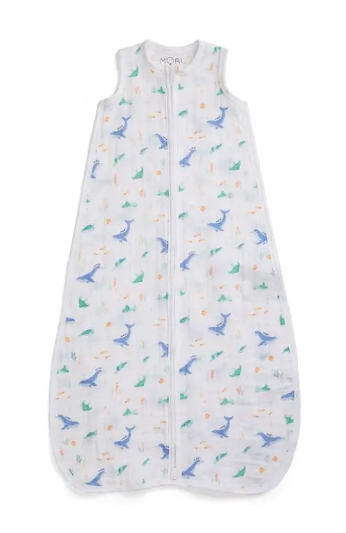 MORI Muslin Front Opening Sleeping Bag 0.5 Tog - Ocean & Cloud Dancer