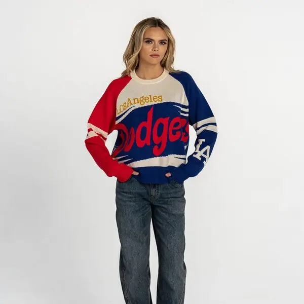 THE WILD COLLECTIVE Los Angeles Dodgers Boxy Jacquard Sweater - Royal