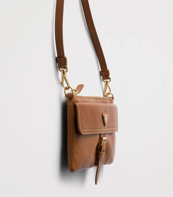 Prada Leather Chain Wallet - Brown