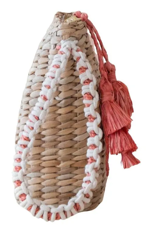 Likhâ Embroidered Straw Wristlet Pouch