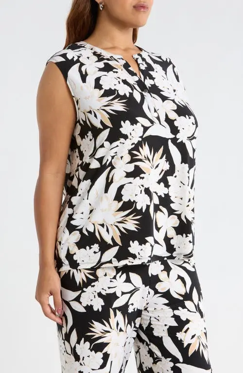 Anne Klein Sleeveless Knit Top With Floral Print