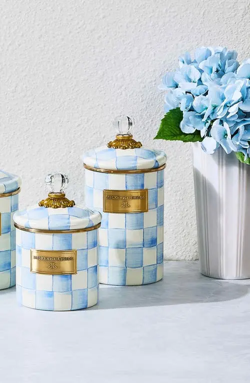 MACKENZIE-CHILDS Large Enameled Steel Canister - Sky Check