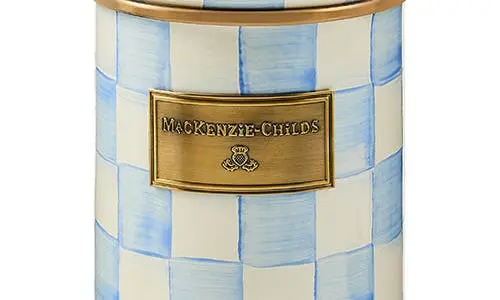 MACKENZIE-CHILDS Large Enameled Steel Canister - Sky Check