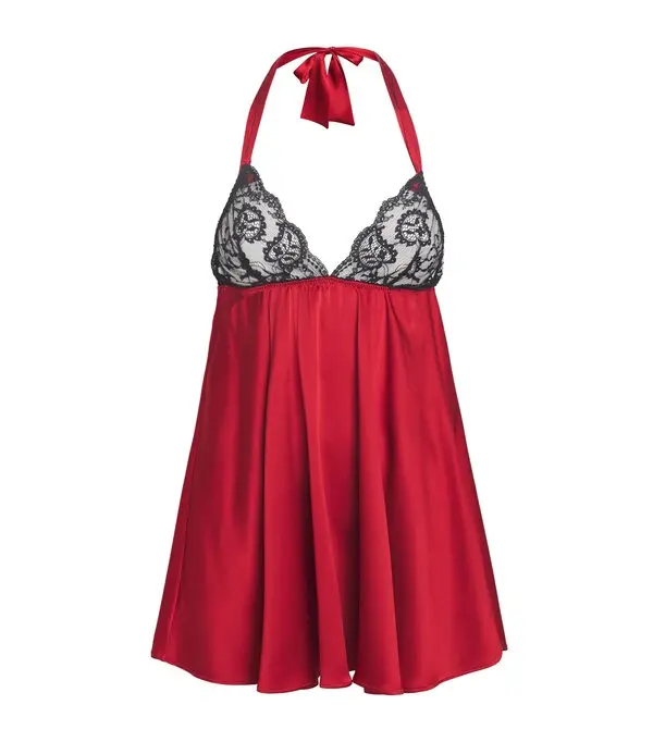 GILDA & PEARL Silk Muse Babydoll Slip Dress - Red