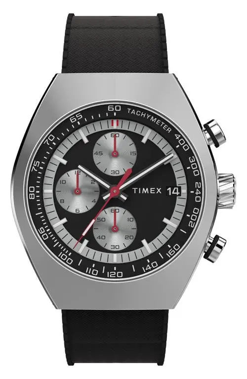 Timex® Timex Legacy Tonneau Chronograph Watch With Synthetic Rubber Strap - Black