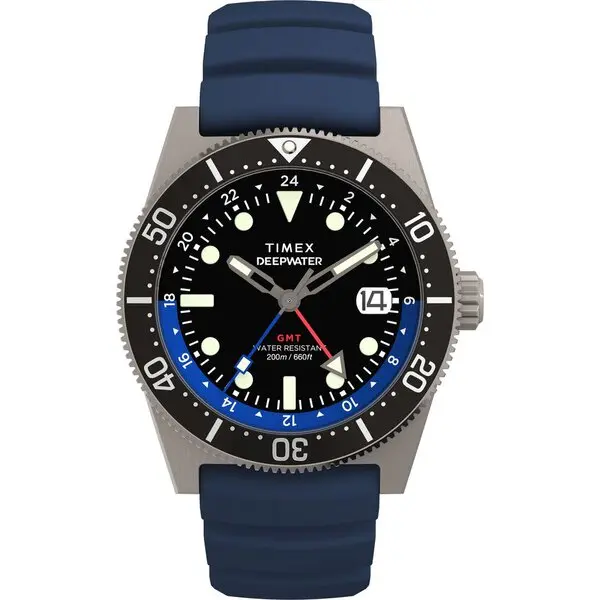 Timex® Timex Deepwater Reef Gmt Watch With Synthetic Strap - Blue