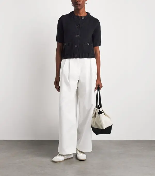 ME+EM Cropped Short-sleeve Cardigan