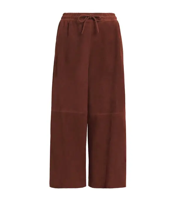 YVES SALOMON Calfskin Suede Cropped Palazzo Trousers