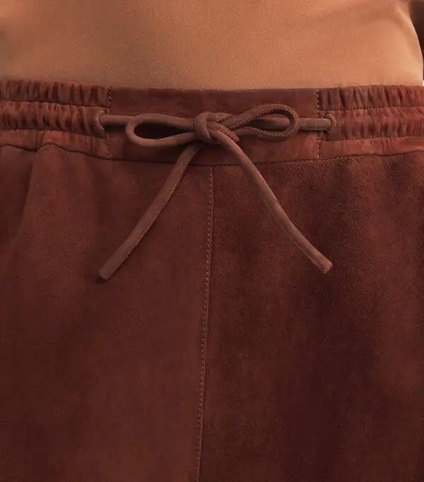 YVES SALOMON Calfskin Suede Cropped Palazzo Trousers