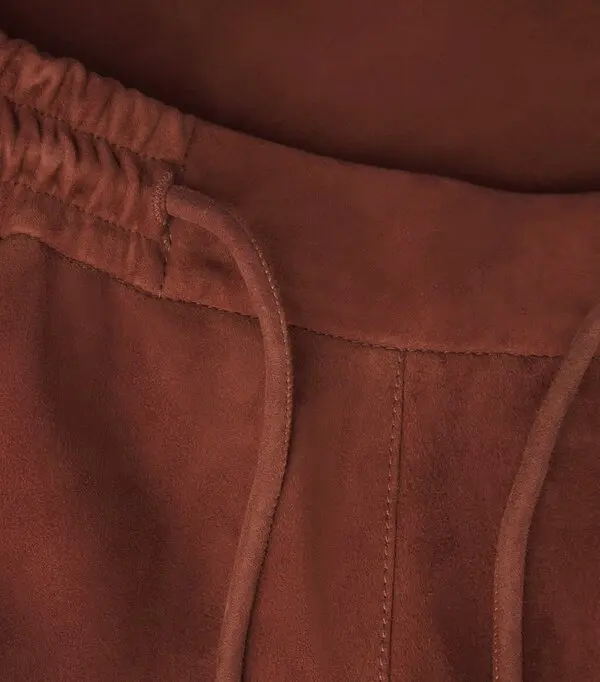 YVES SALOMON Calfskin Suede Cropped Palazzo Trousers