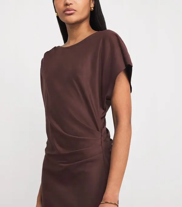 YVES SALOMON Asymmetrical Draped Midi Dress In Cotton-silk