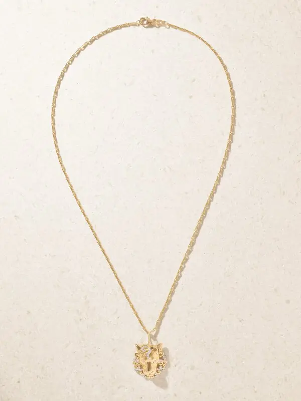 Brent Neale Leo 18-karat Diamond And Rhodium Necklace - Gold
