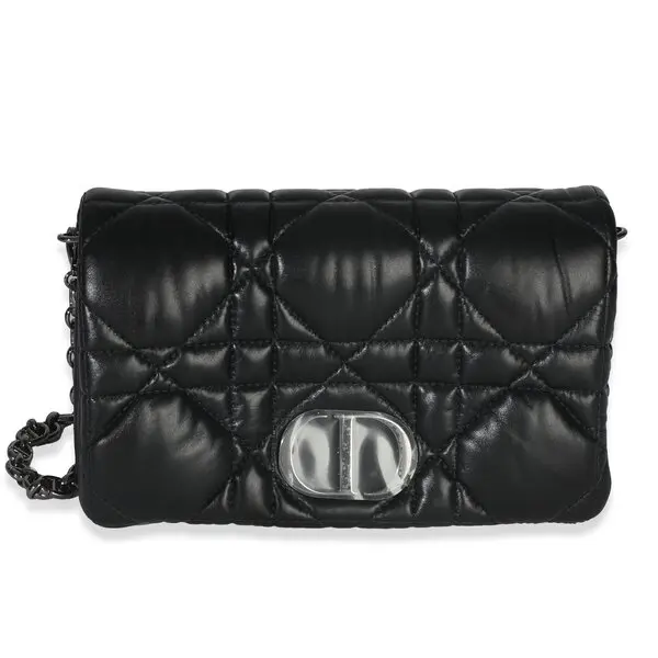 Dior Puffy Calfskin Macrocannage Caro Bag - Black