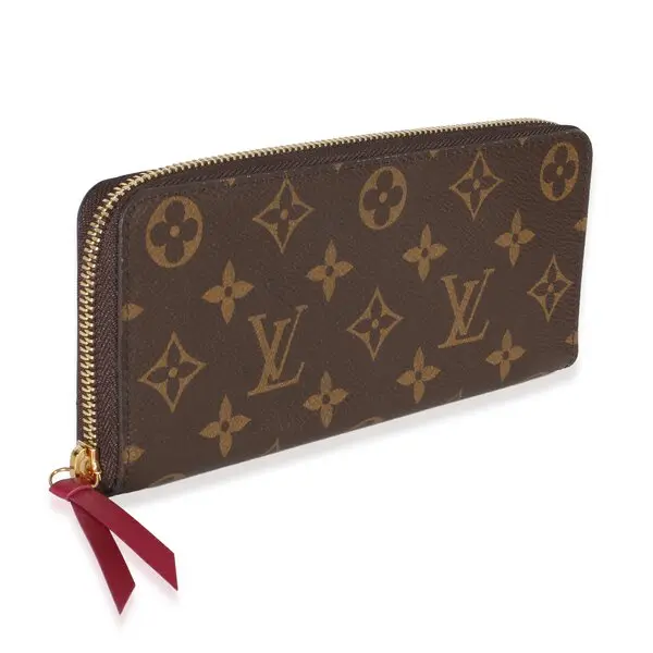 LOUIS VUITTON Fuchsia Monogram Canvas Clemence Wallet - Brown