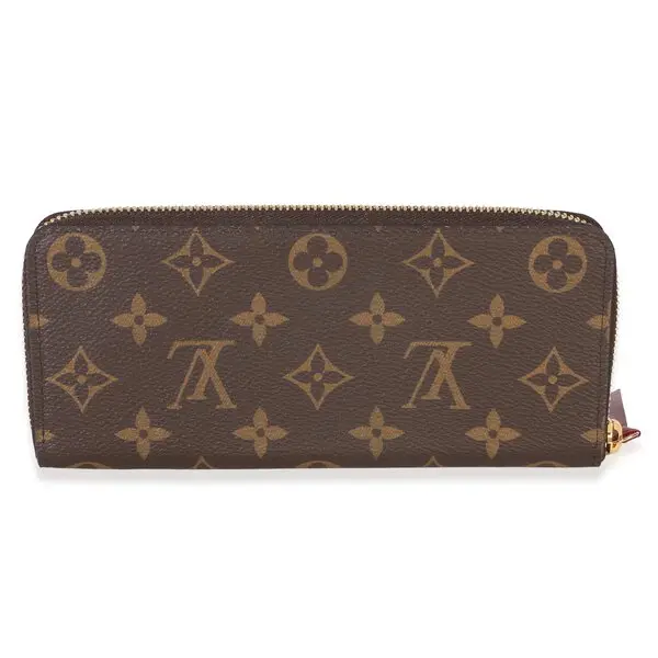 LOUIS VUITTON Fuchsia Monogram Canvas Clemence Wallet - Brown