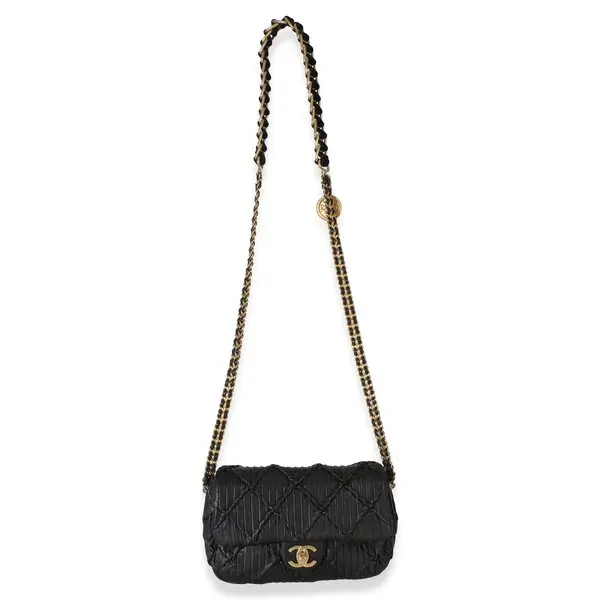 Chanel Lambskin Pleated Soul Flap Bag With Gold-tone Hardware