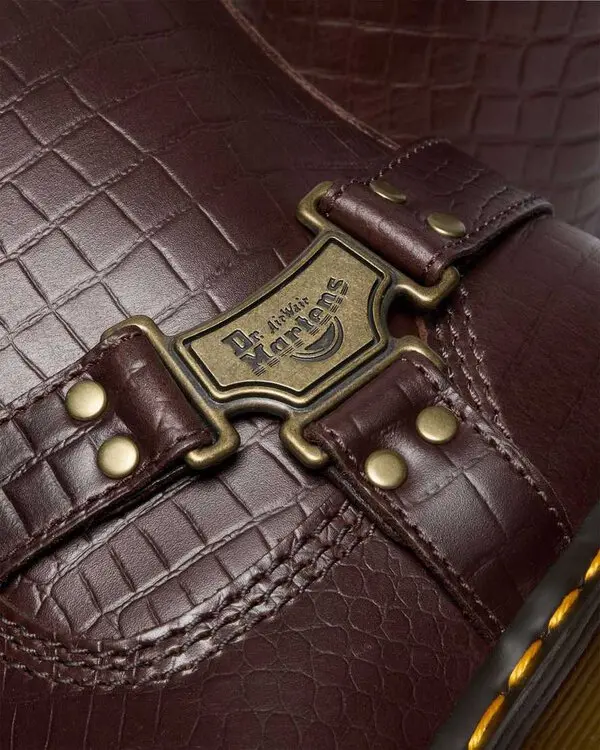 Dr. Martens Anistone Hi Embossed Reptile Leather Boots - Brown