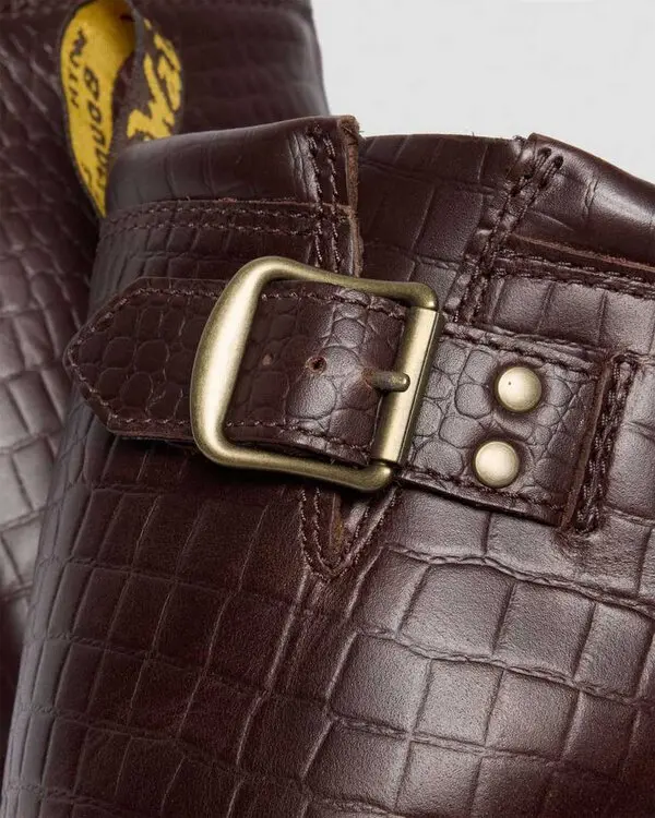 Dr. Martens Anistone Hi Embossed Reptile Leather Boots - Brown
