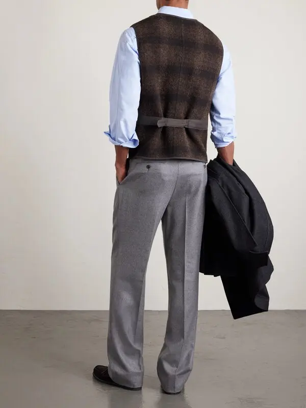 Ralph Lauren Slim-fit Checked Wool And Cotton-blend Vest