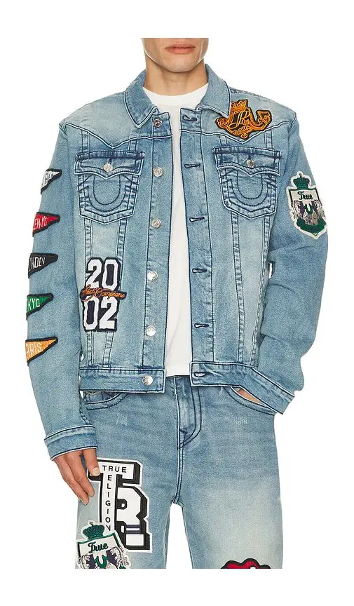True Religion Varsity Jimmy Denim Jacket - Blue