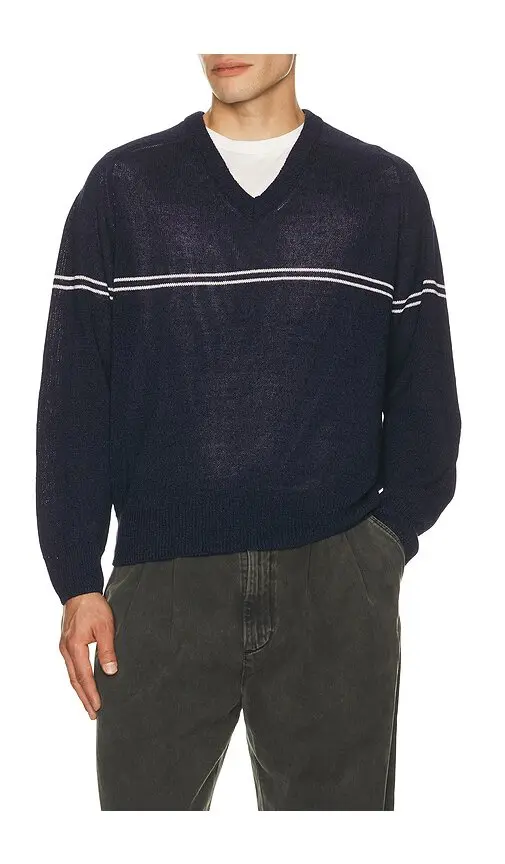 DUNST Striped V-neck Sweater