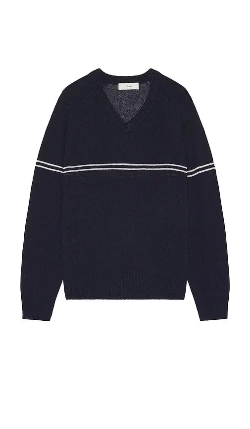 DUNST Striped V-neck Sweater