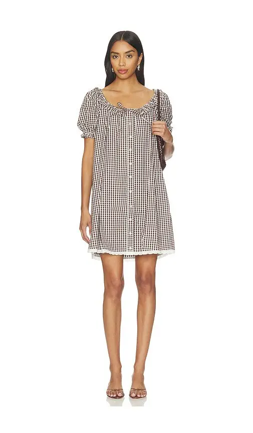 WeWoreWhat Puff Sleeve Gingham Mini Dress