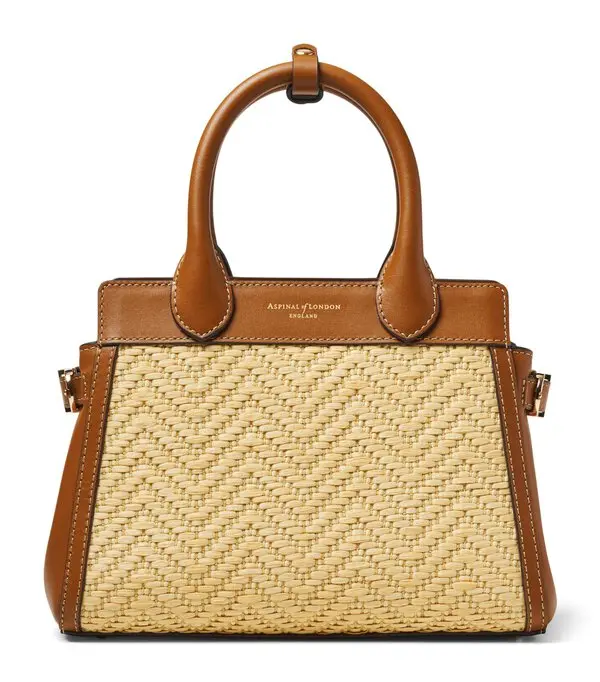 ASPINAL OF LONDON Mini Raffia-leather Savannah Top Handle Bag - Neutral