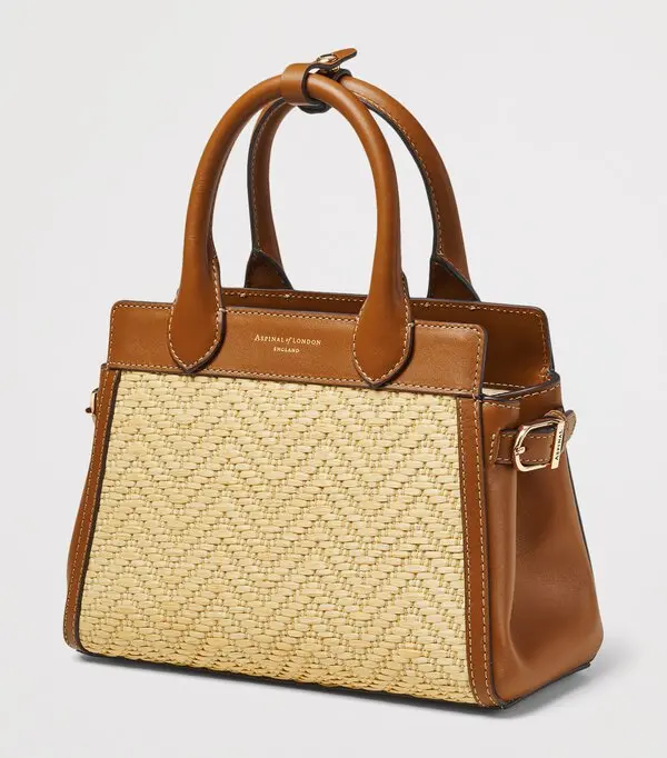 ASPINAL OF LONDON Mini Raffia-leather Savannah Top Handle Bag