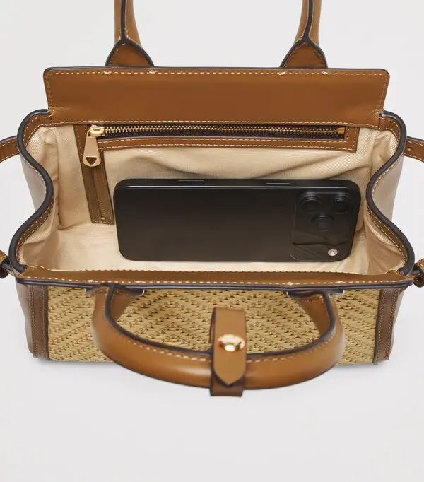 ASPINAL OF LONDON Mini Raffia-leather Savannah Top Handle Bag