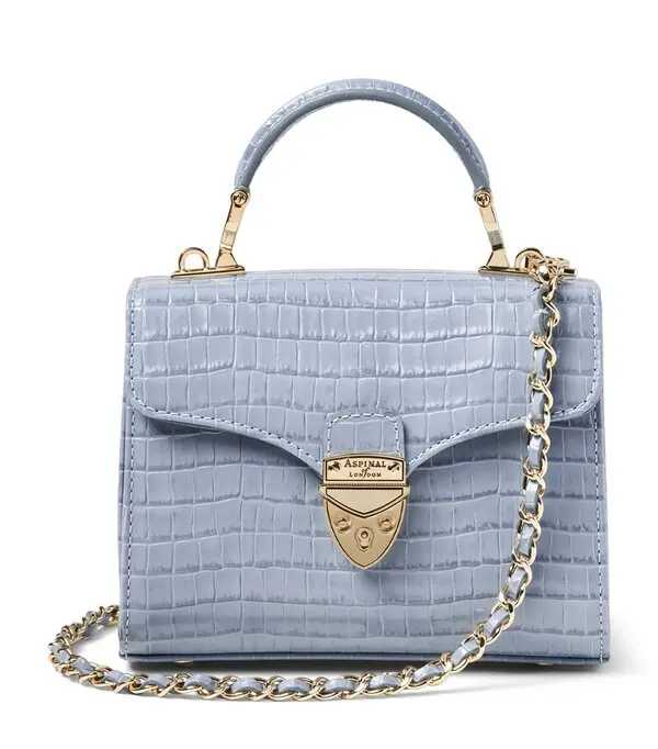 ASPINAL OF LONDON Mini Leather Mayfair Top-handle Bag - Blue