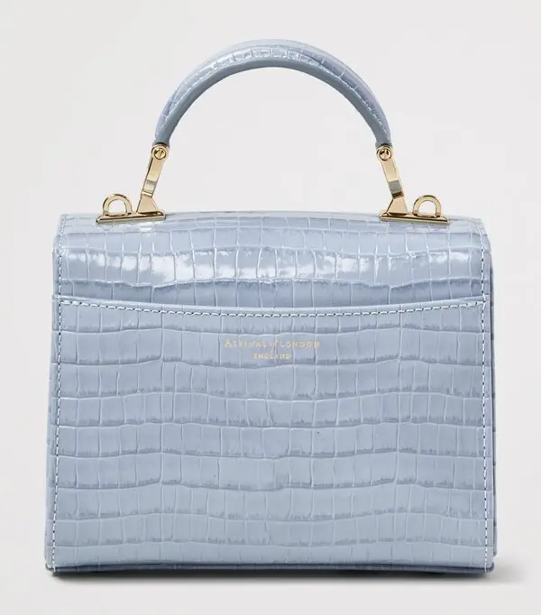 ASPINAL OF LONDON Mini Leather Mayfair Top-handle Bag - Blue
