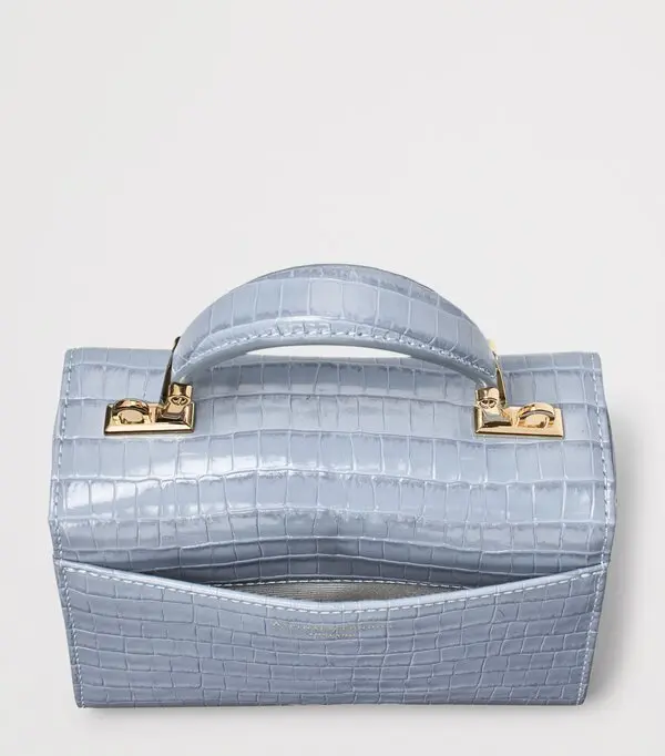 ASPINAL OF LONDON Mini Leather Mayfair Top-handle Bag - Blue