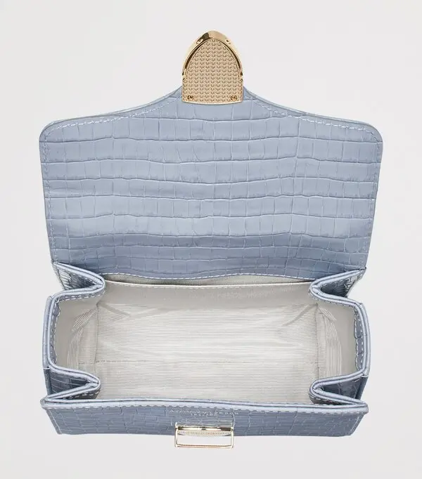 ASPINAL OF LONDON Mini Leather Mayfair Top-handle Bag - Blue