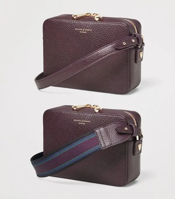 ASPINAL OF LONDON Textured Leather Camera Bag - Purple