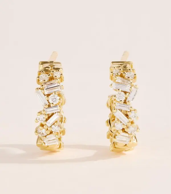 SUZANNE KALAN Yellow Diamond Hoop Earrings