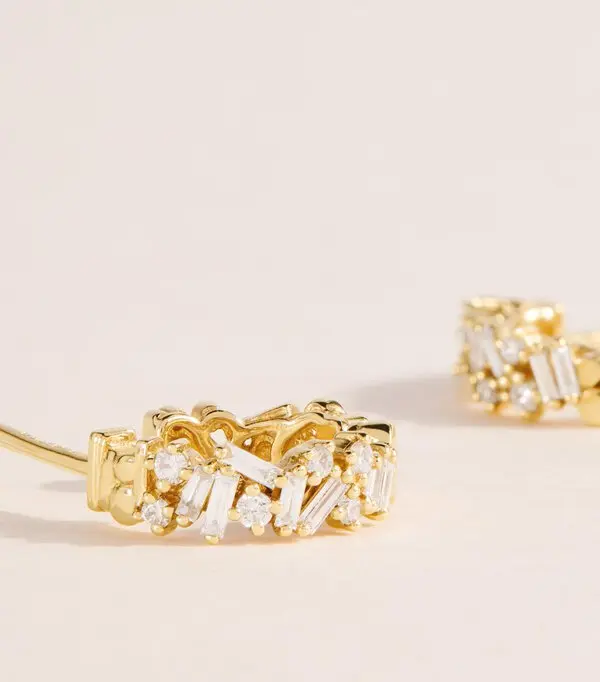 SUZANNE KALAN Yellow Diamond Hoop Earrings